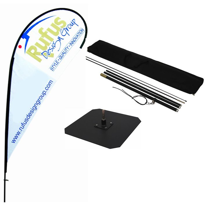 Extra Large Teardrop Flag with Metal Base Double Sided