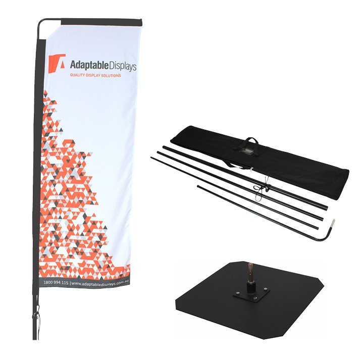 Medium Block Flag with Flat Metal Base Single Sided